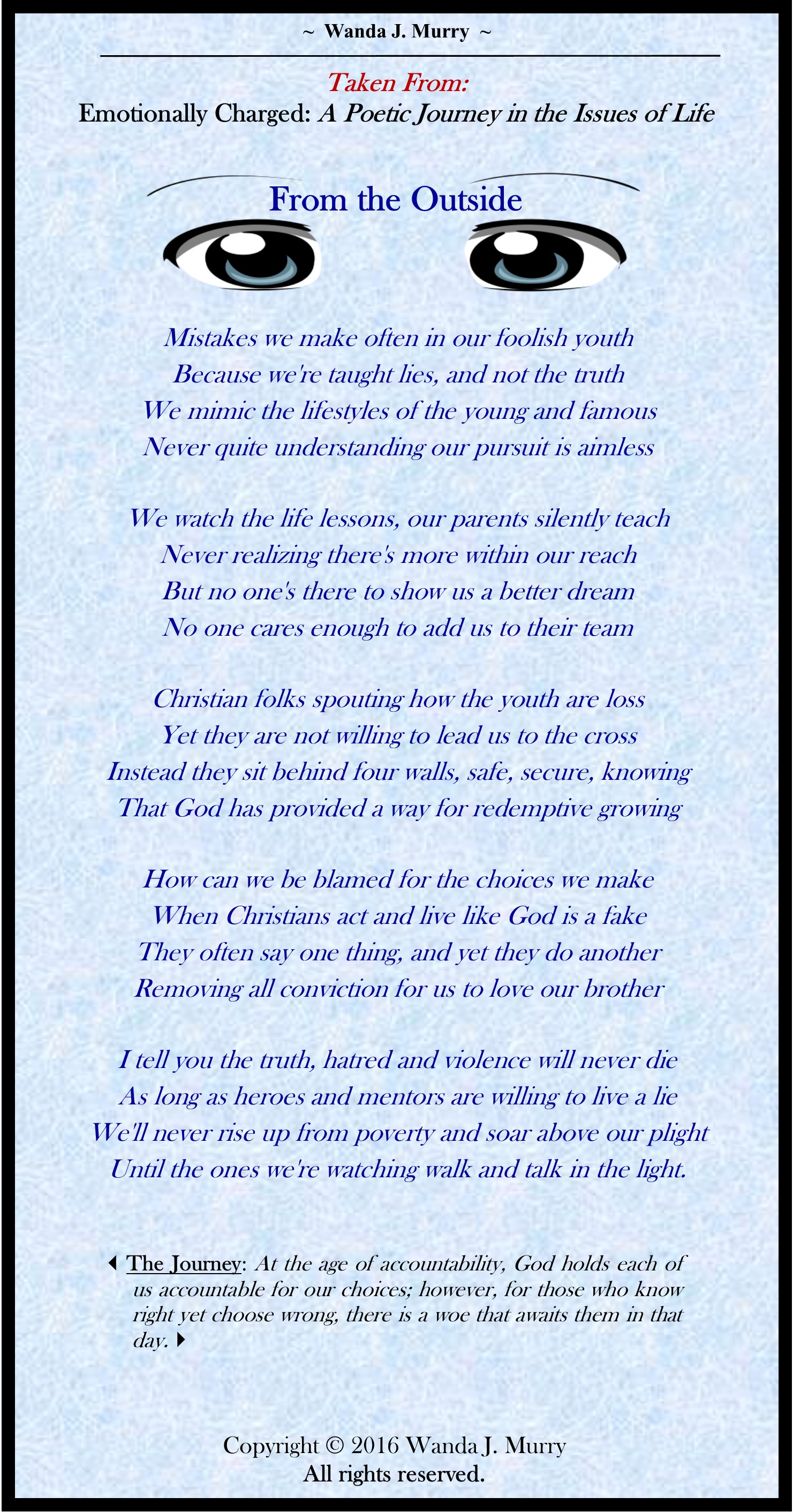 From the Outside (A Poem) – Speak True Life